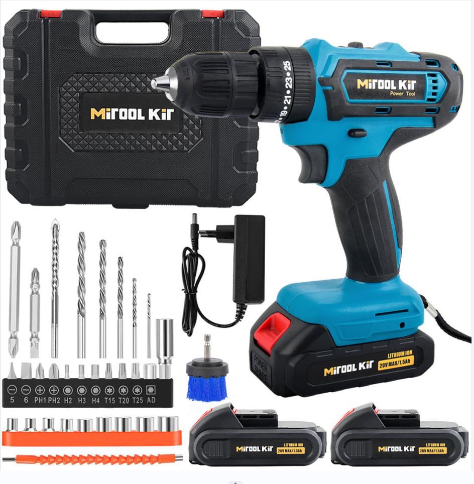 31 in 1 Akku-Bohrschrauber-Set mit Akku, Schlagbohrmaschine 350 In-lb ...